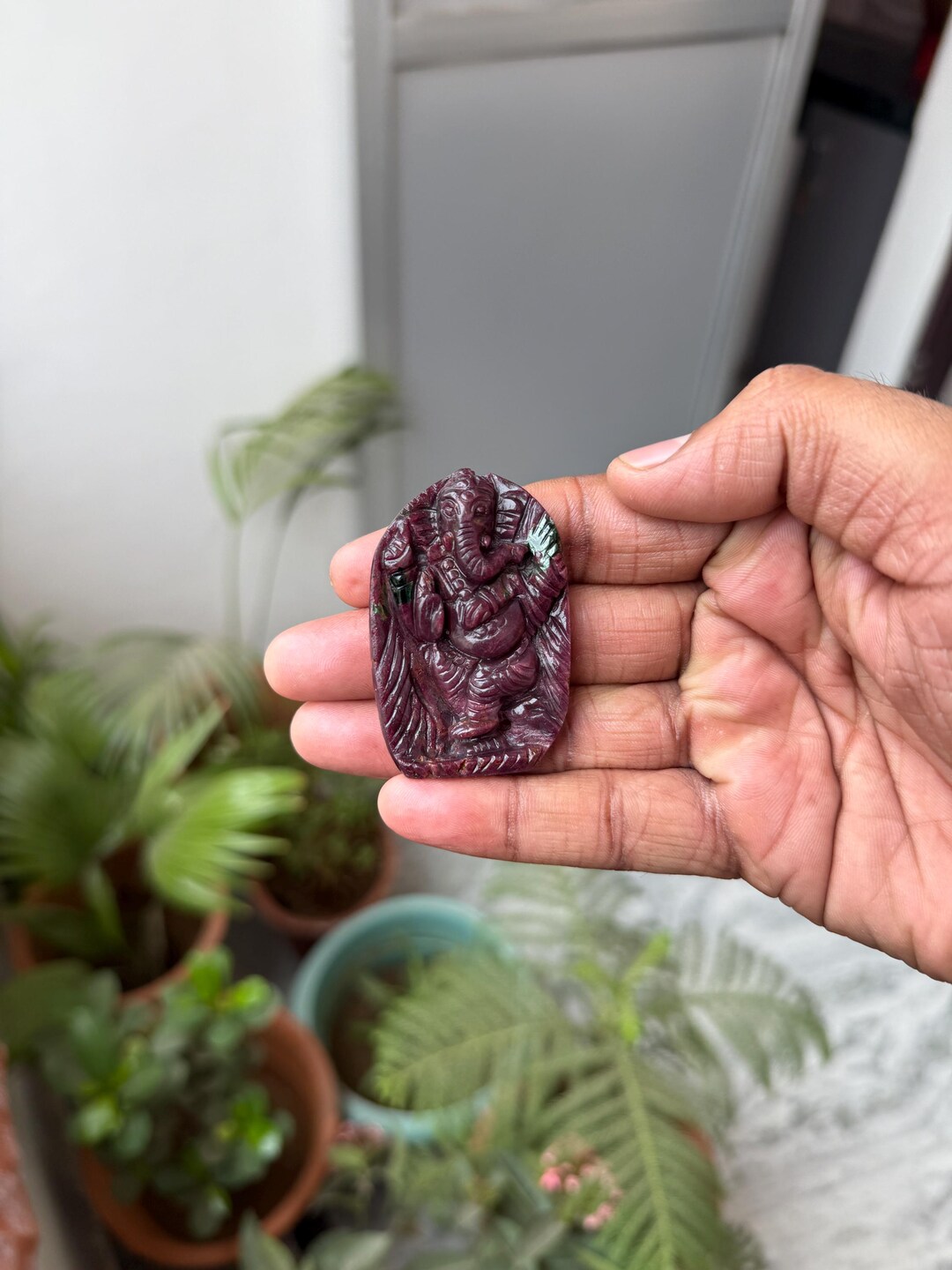 Lord Ganesha Handcarved Dancing Pose Pendant | 160.5 Carat Natural Ruby ...