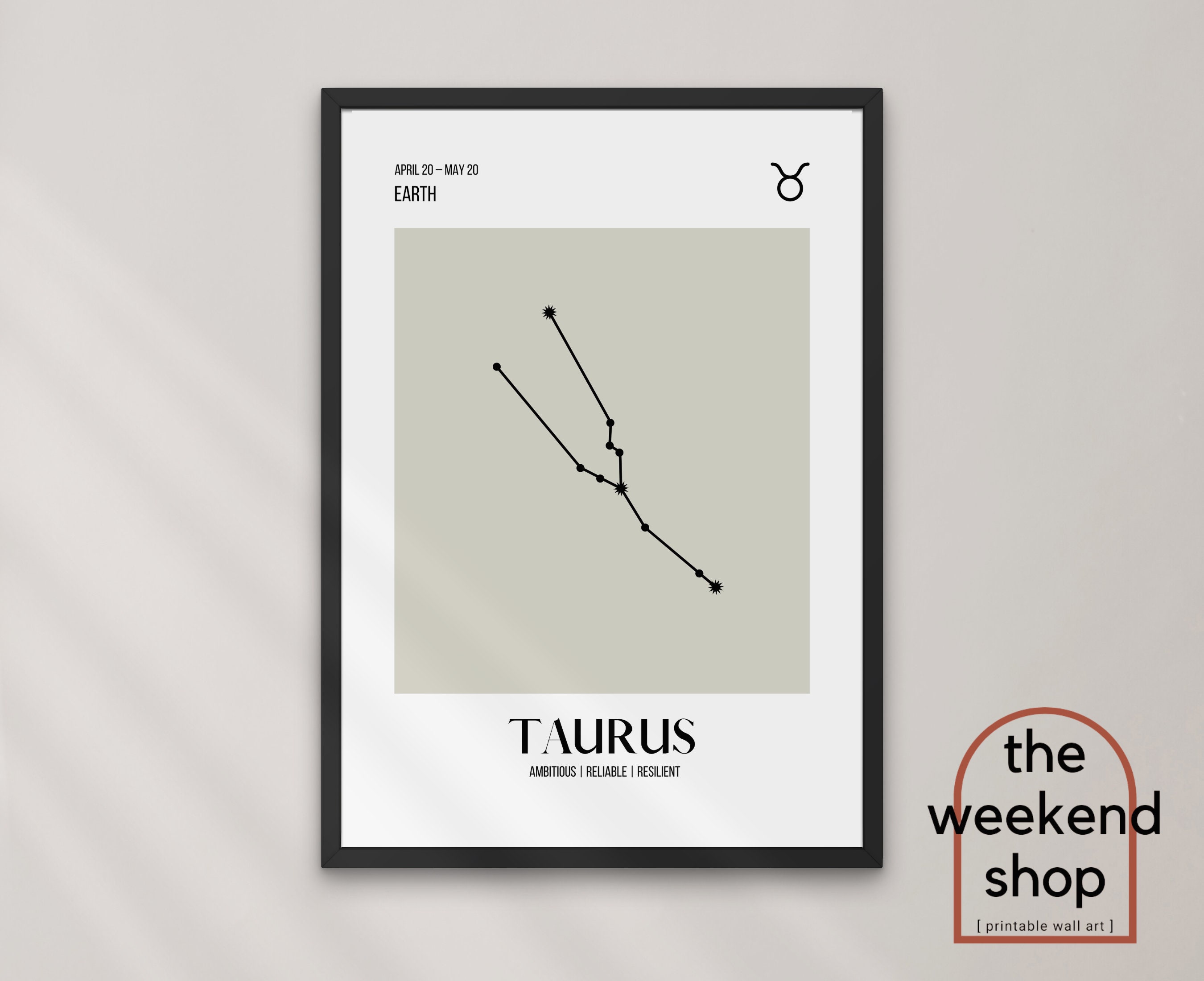 TAURUS Poster Zodiac Printable Horoscope Art Minimalist - Etsy