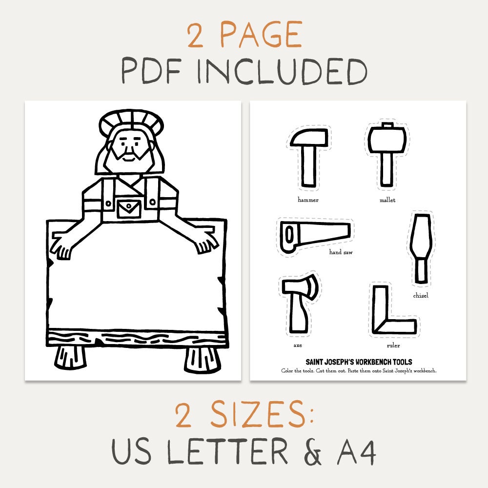 St Joseph Worker Coloring Page, Christian Printables, Saint Joseph ...