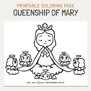 Queenship of Mary Printable Catholic Coloring Page, Coloring Sheet for ...