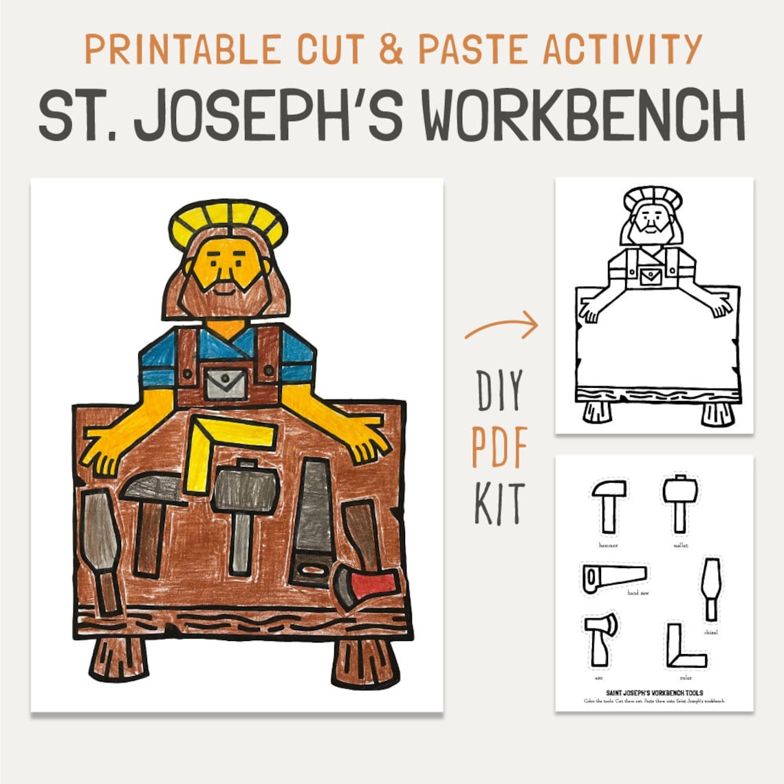 St Joseph Worker Coloring Page, Christian Printables, Saint Joseph ...