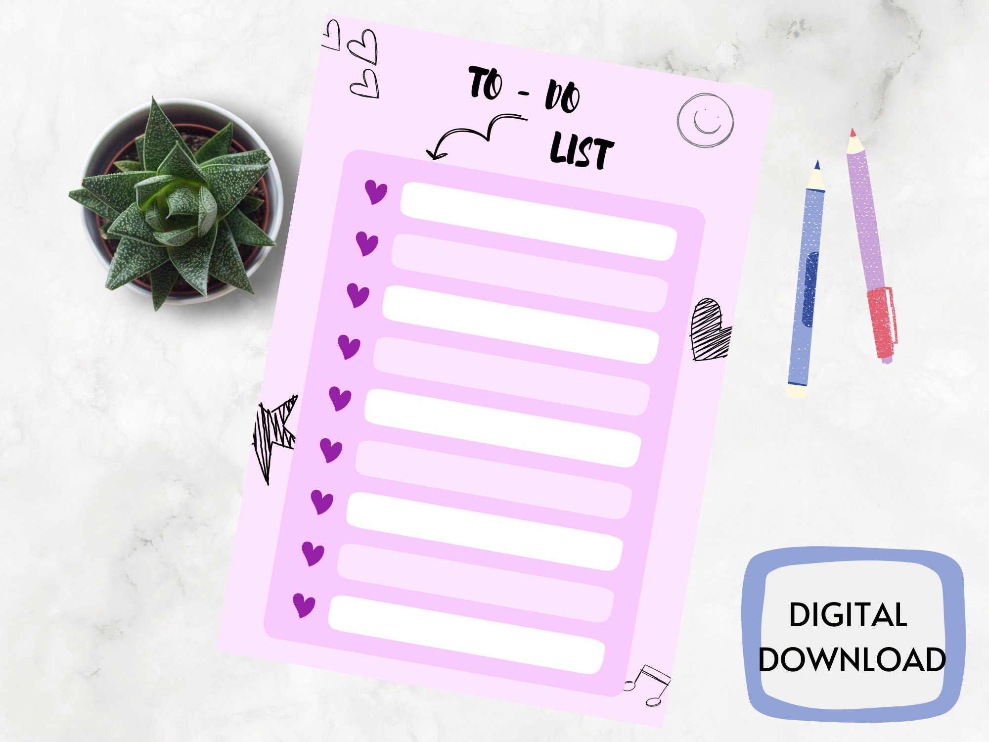 Printable to Do List, to Do List, Digital Download, A4 A5 US Letter ...