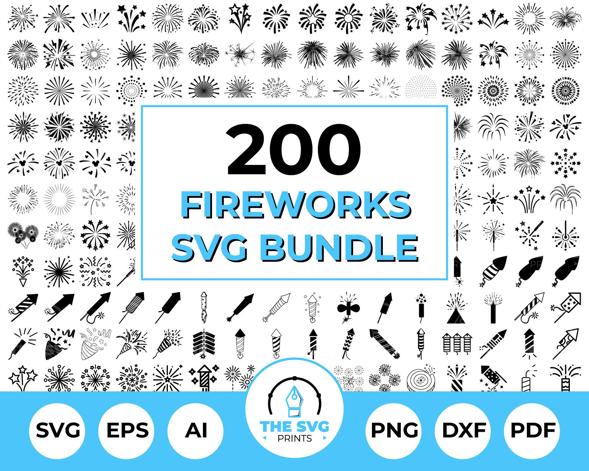 Fireworks SVG Mega Bundle 200 Fireworks Firecrackers - Etsy