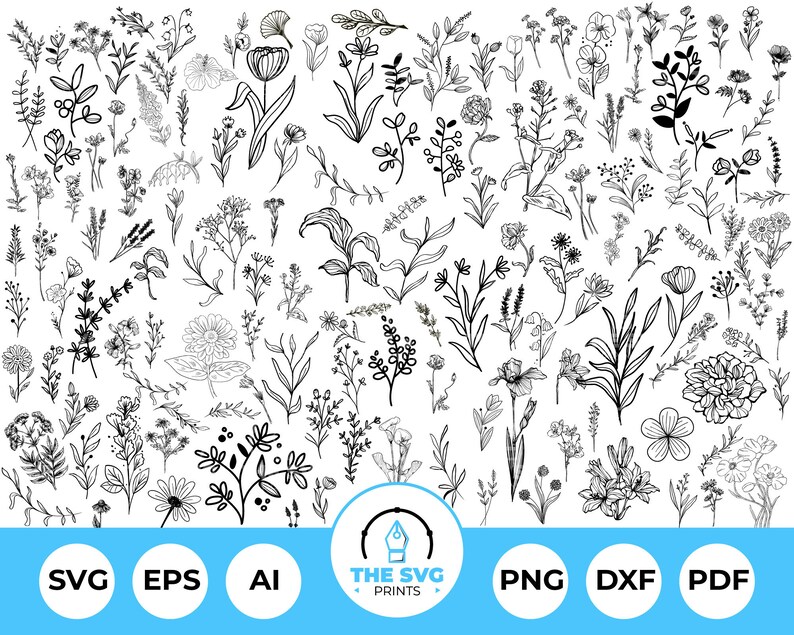 Wildflower SVG Mega Bundle 430 Floral Elements Botanical - Etsy