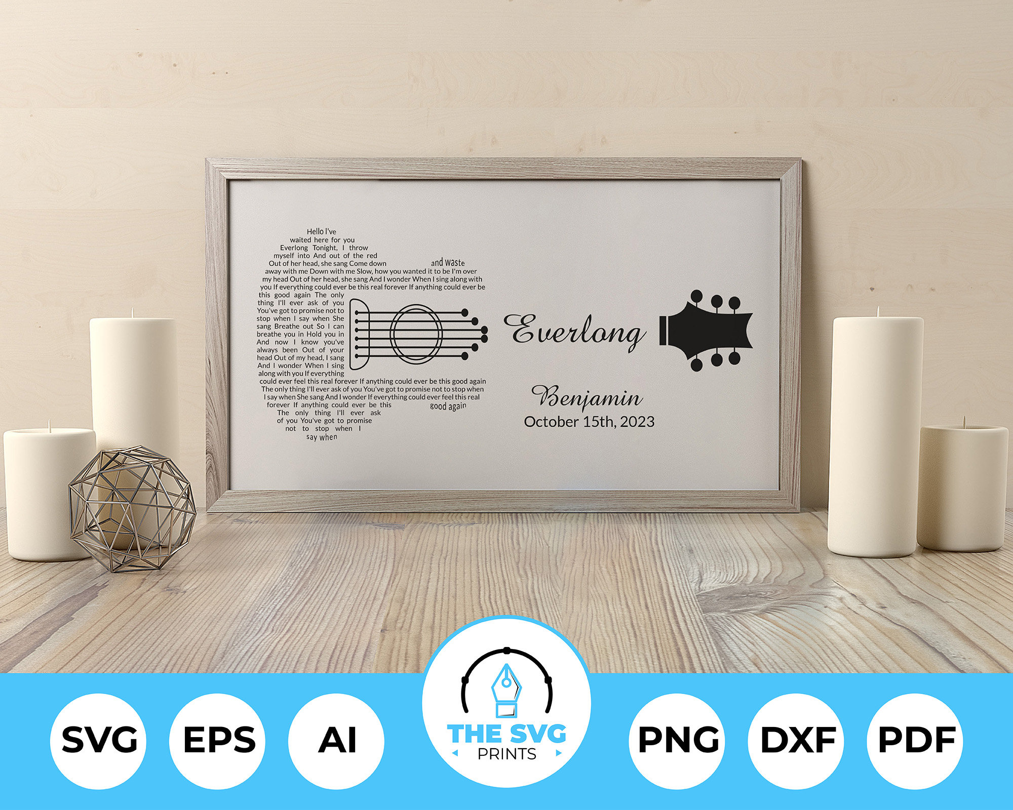 Personalized Guitar Shaped Lyrics Custom Print SVG - Etsy