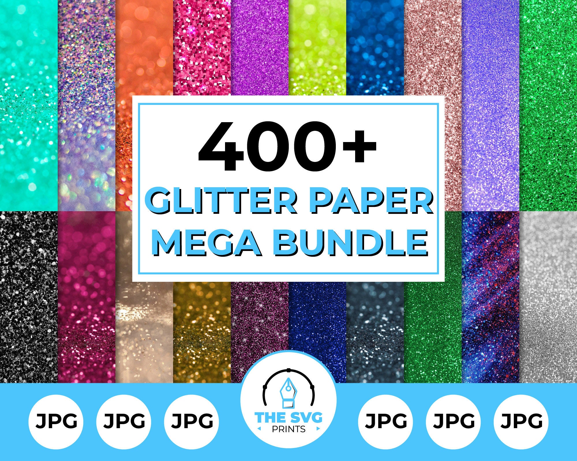 Colorful Glitter Digital Paper Bundle 400 Glitter - Etsy
