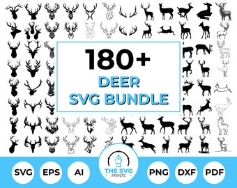 Deer SVG Bundle, Deer Hunting SVG, Deer Png, Deer Vector, Deer Cut Files, Deer Head Svg, Deer ...