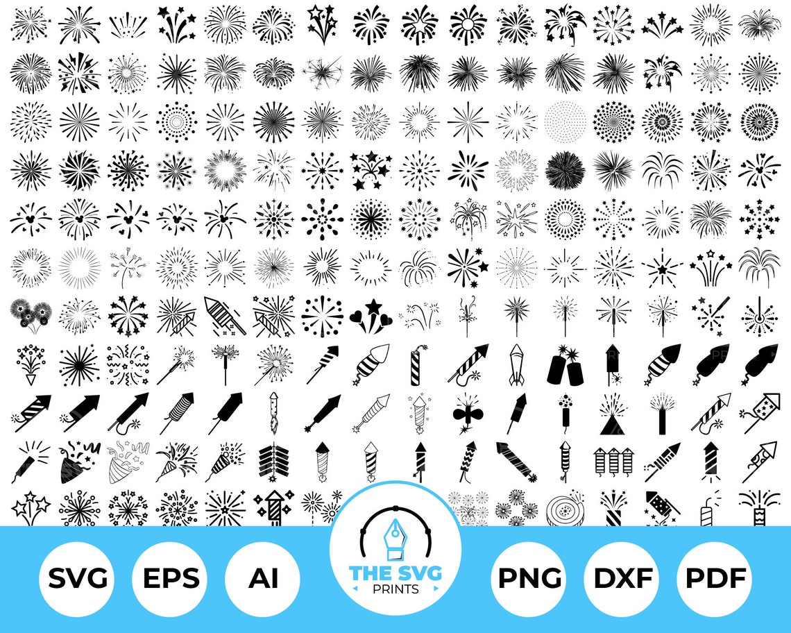 Fireworks SVG Mega Bundle 200 Fireworks Firecrackers - Etsy