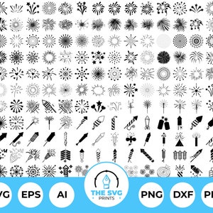 Fireworks SVG Mega Bundle - 200 Fireworks, Firecrackers Clipart ...