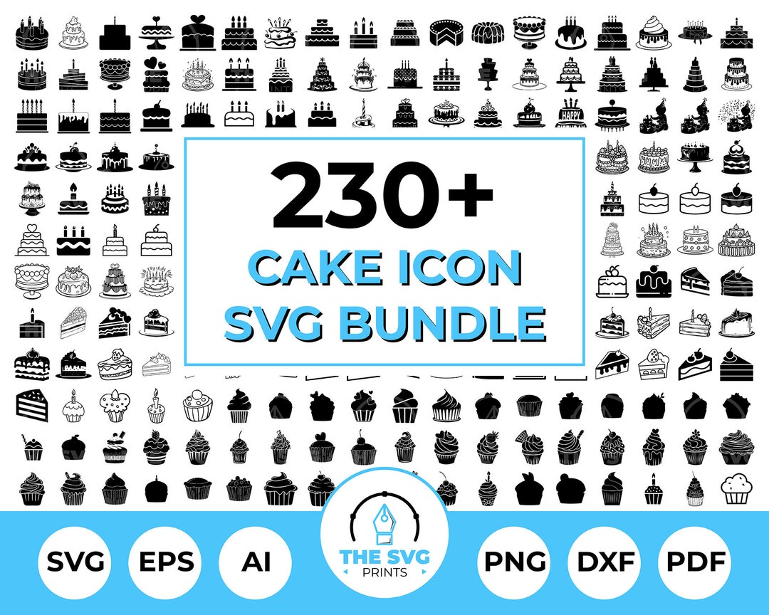 Cake Icon SVG Bundle: 238 Bakery & Wedding Designs (digital Download ...