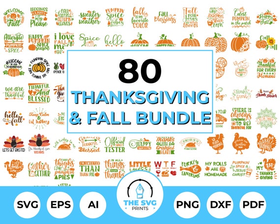 Thanksgiving SVG Bundle Fall SVG Bundle Autumn Bundle 80 - Etsy