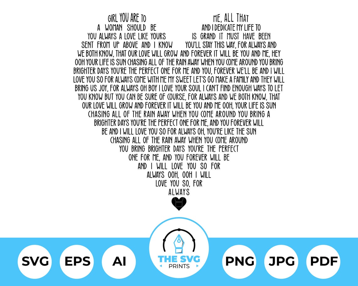 Personalized Heart Shaped Lyrics Custom Poem SVG Anniversary - Etsy