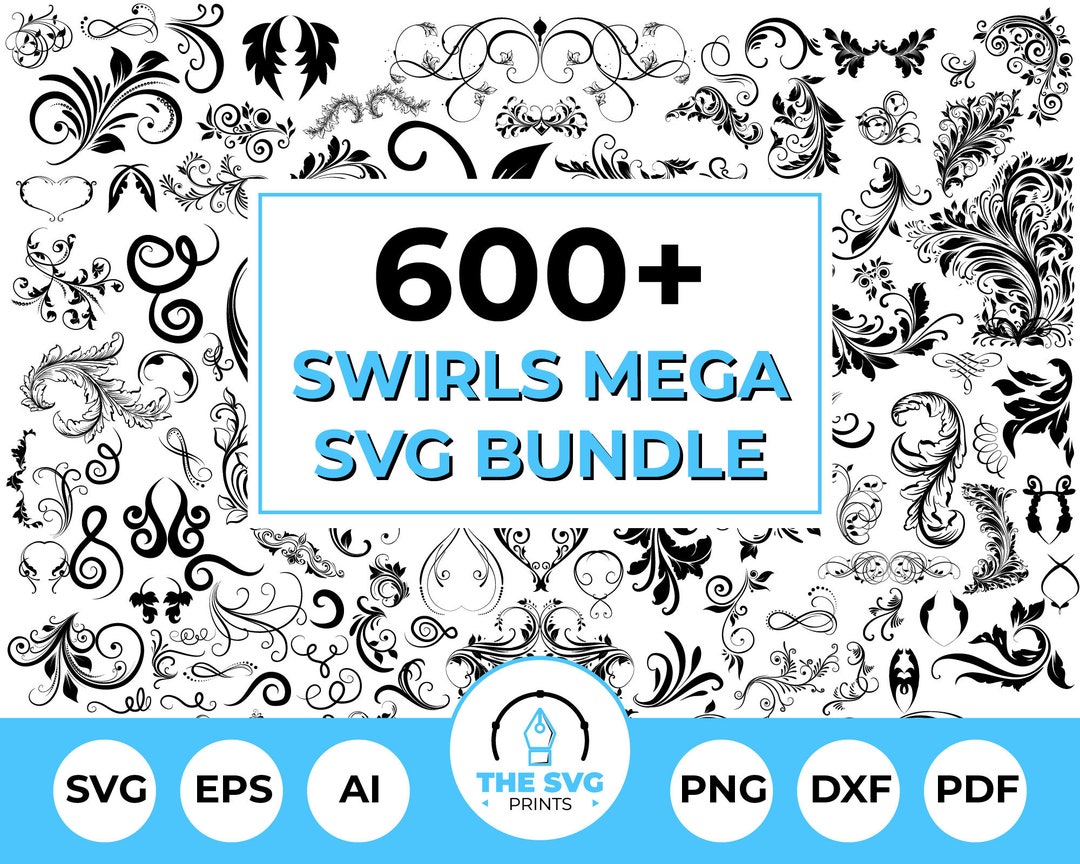 Swirls SVG Mega Bundle: Floral Decorative Elements (600+ Designs ...