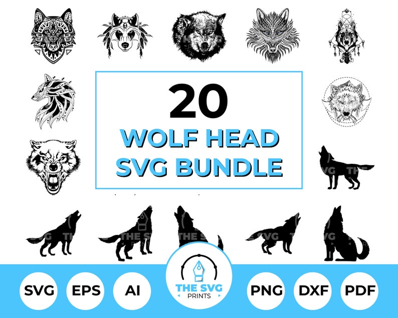 Wolf SVG Bundle 20 Wolf Head SVG Wolf SVG Files for Cricut - Etsy