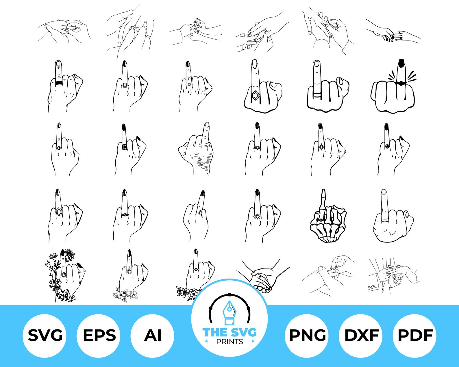 Wedding Ring Finger SVG Bundle Bride SVG Engagement Ring - Etsy