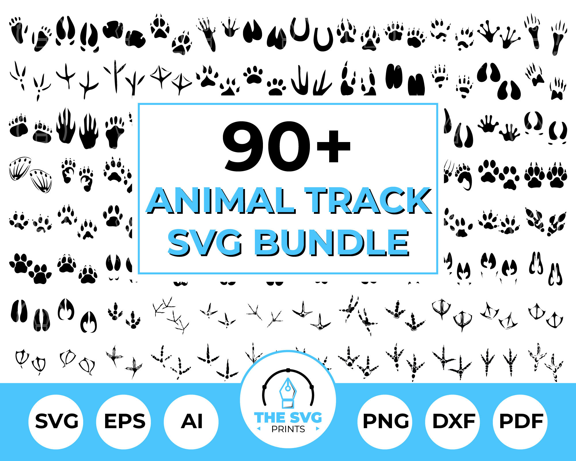 Animal Footprints & Tracks SVG Bundle Animal Footprint Clipart - Etsy ...