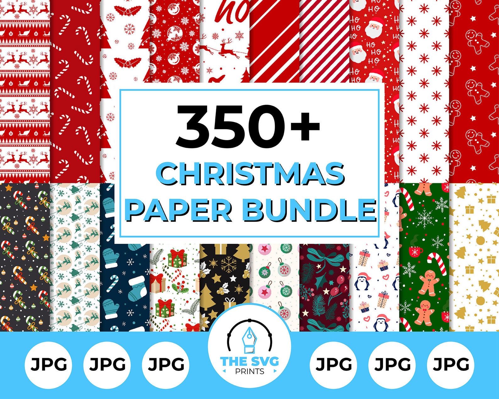 Christmas Digital Paper Mega Bundle: 350+ Holiday JPG Backgrounds ...