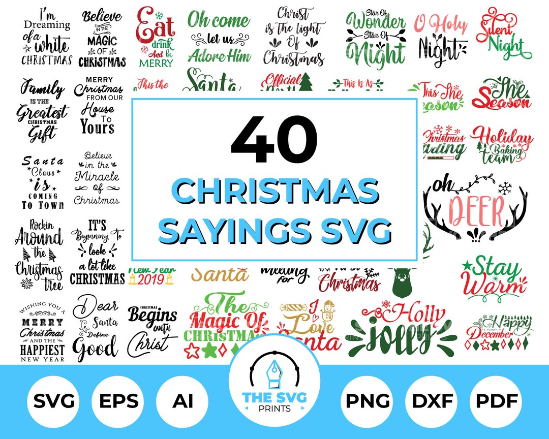 40 Christmas Sayings SVG Bundle: Quotes, Wishes (digital Download) - Etsy