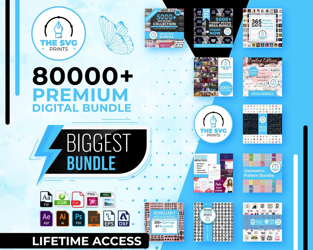 80000+ Mega Digital Design Bundle, Graphics & Fonts, Commercial Use - Etsy