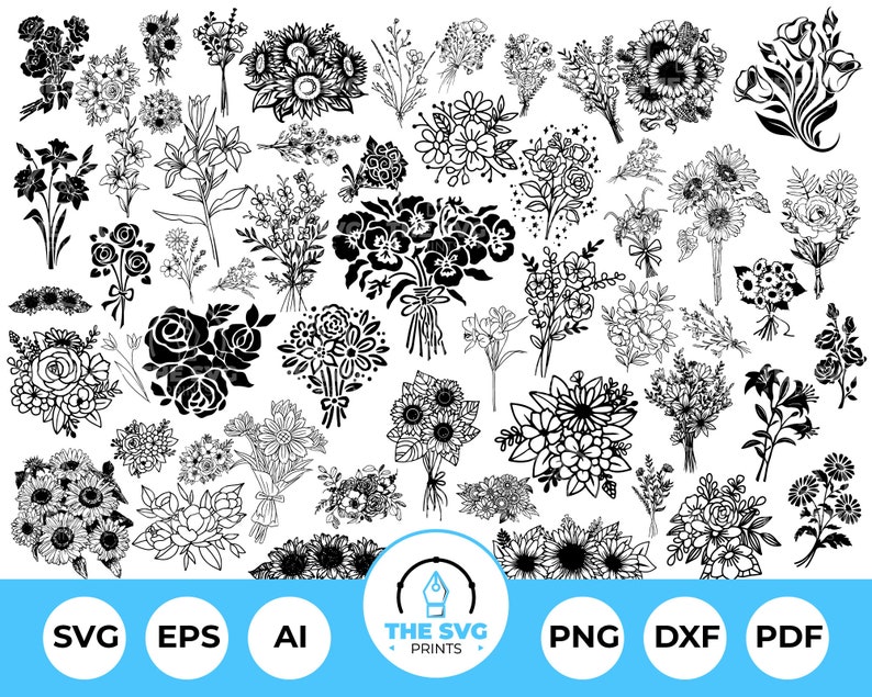 Flower Bouquet SVG Bundle 100 Flower Flower Bouquet - Etsy