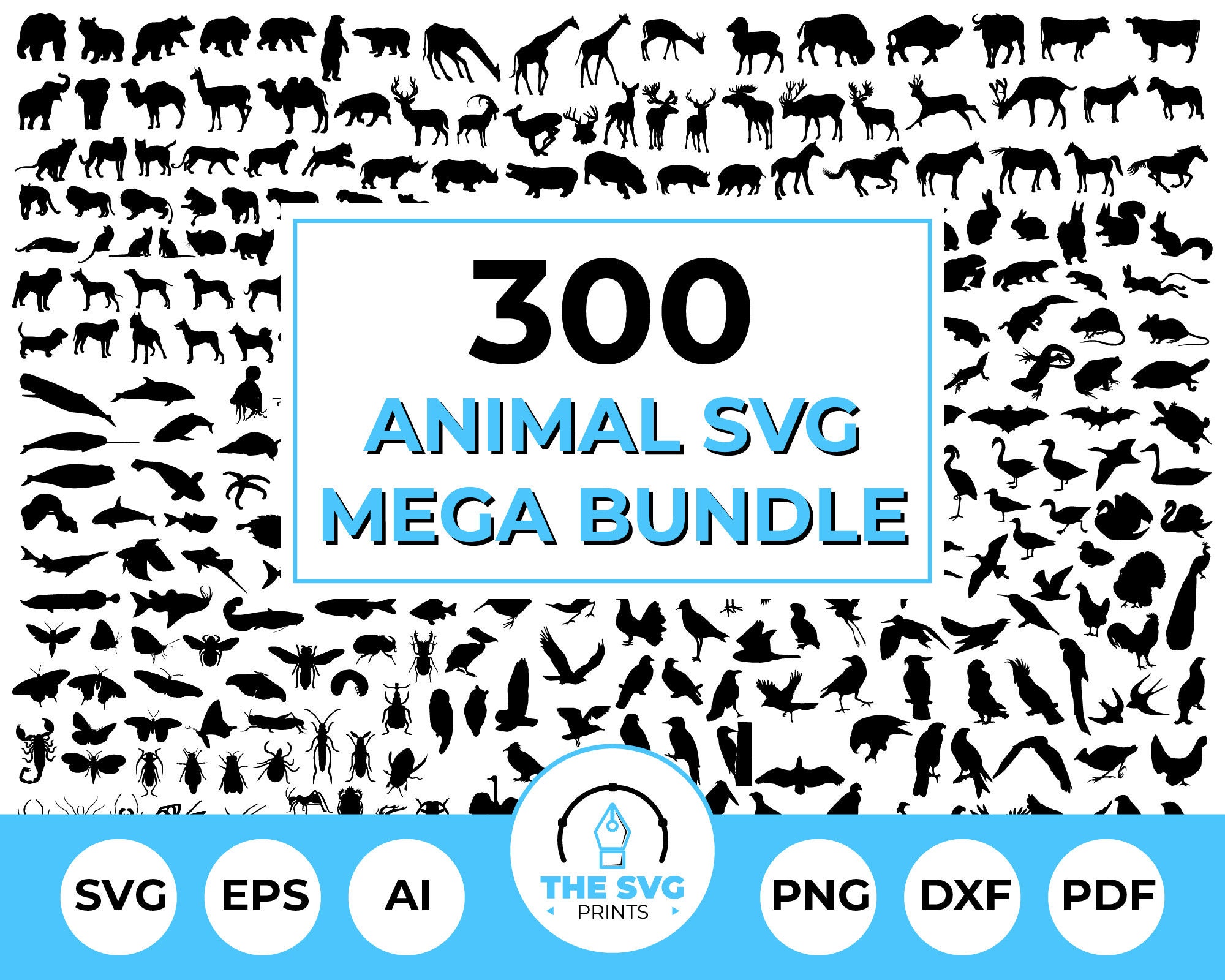Animal SVG Mega Bundle: 300 Animal Silhouettes (digital Download) - Etsy