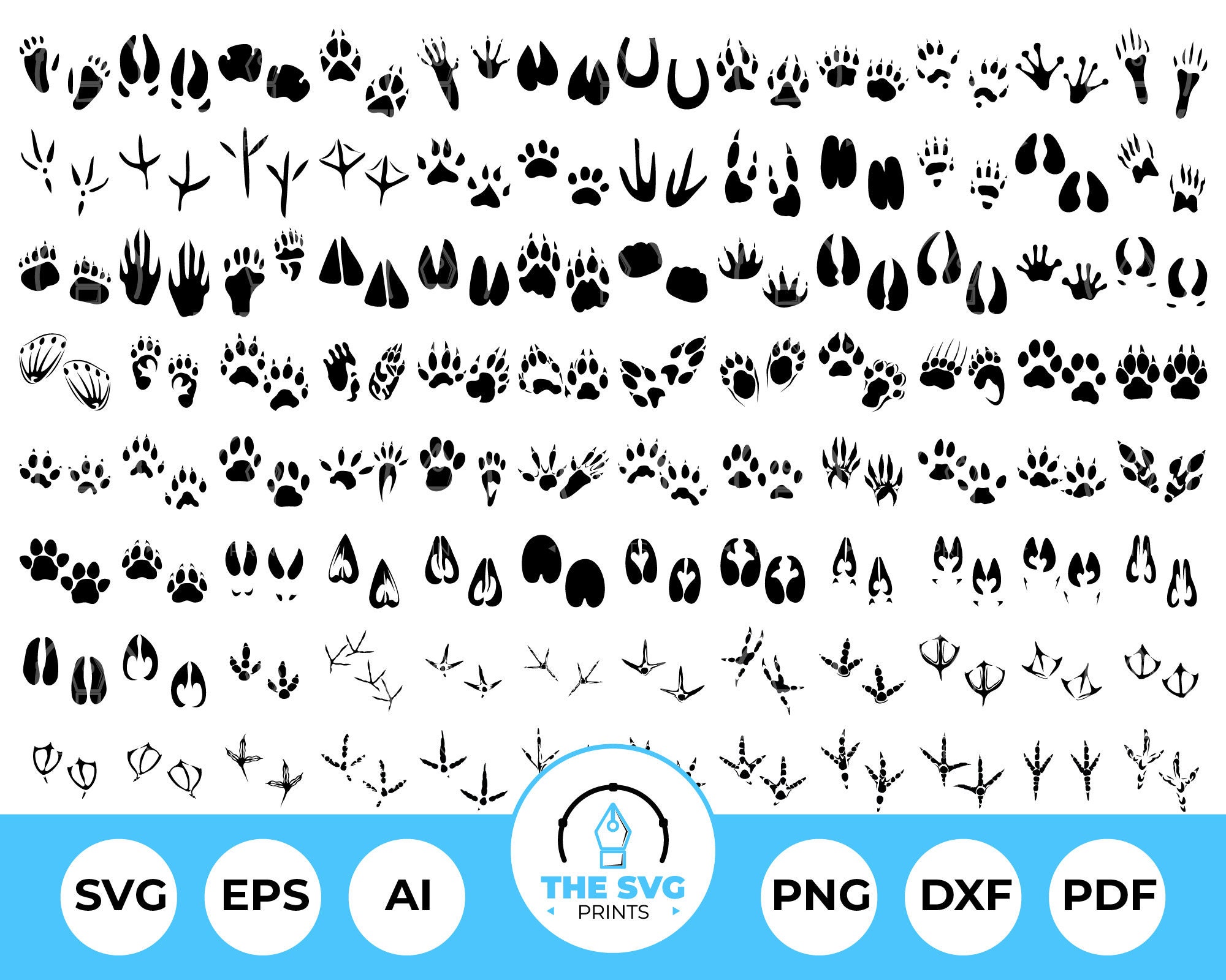 Animal Footprints & Tracks SVG Bundle Animal Footprint Clipart - Etsy ...