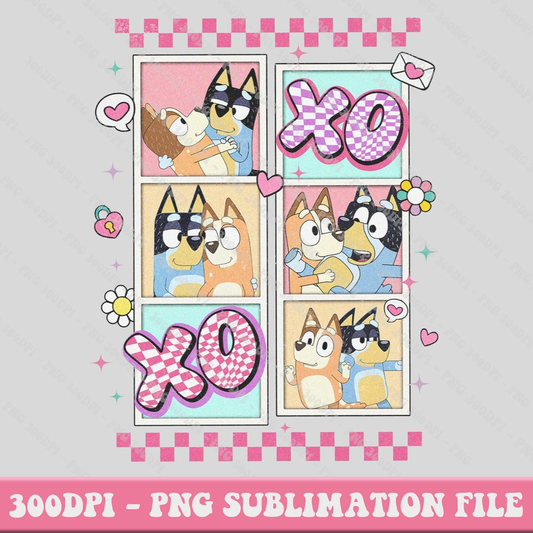 Bluey Couple Xoxo Valentine Png, Bandit and Chilli Vanlentine Png ...