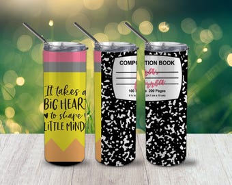 Composition Book Pencil Tumbler Wrap Straight Tumbler - Etsy