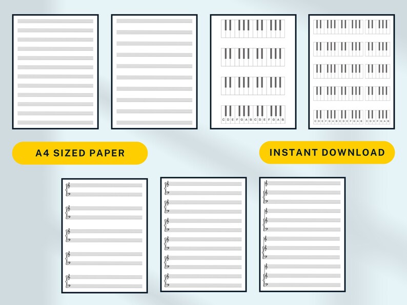 Printable Sheet Music A4 PDF. Printable Staff Paper. Grand Staff with ...