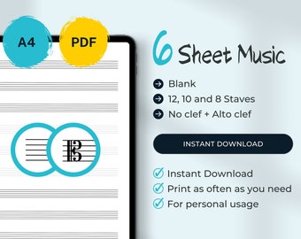 JAZZ BAND 2 Printable Sheet Music Paper Instant Download - Etsy