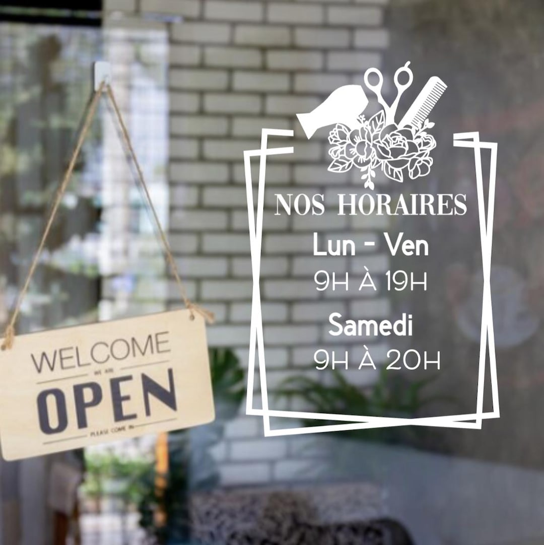 Hair Salon Opening Hours Sticker – Professional Window Sticker ...
