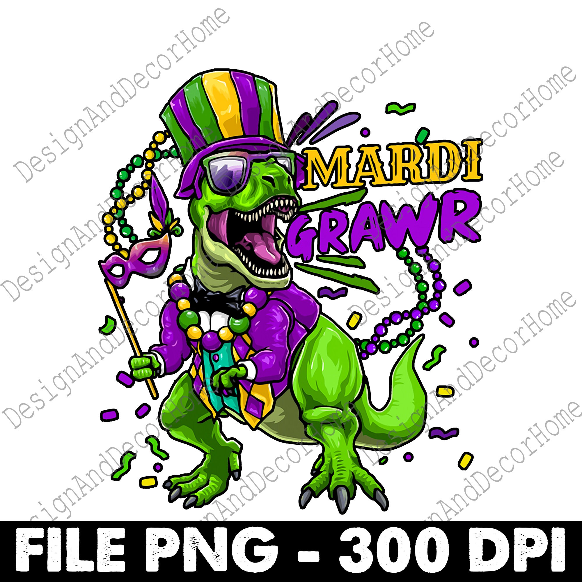 Mardi Gras Dabbing T Rex Dinosaur Mardi Grawr Bead Costume Png Digital ...