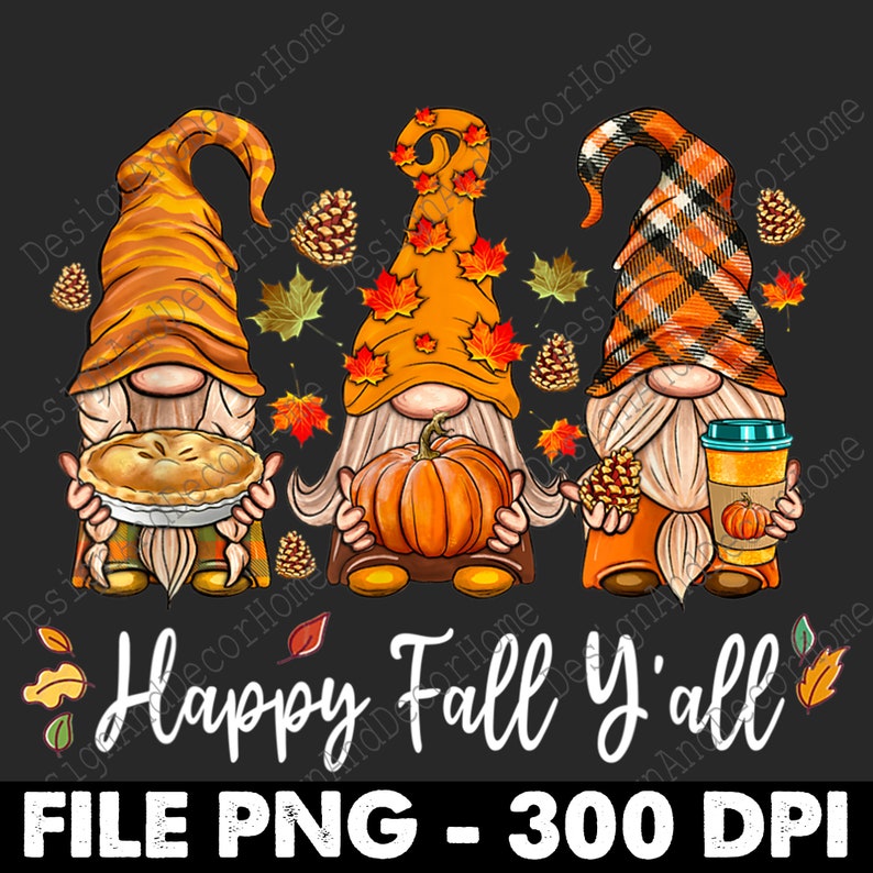Fall Gnomes Png Sublimation Design Happy Fall Y'all Gnome - Etsy