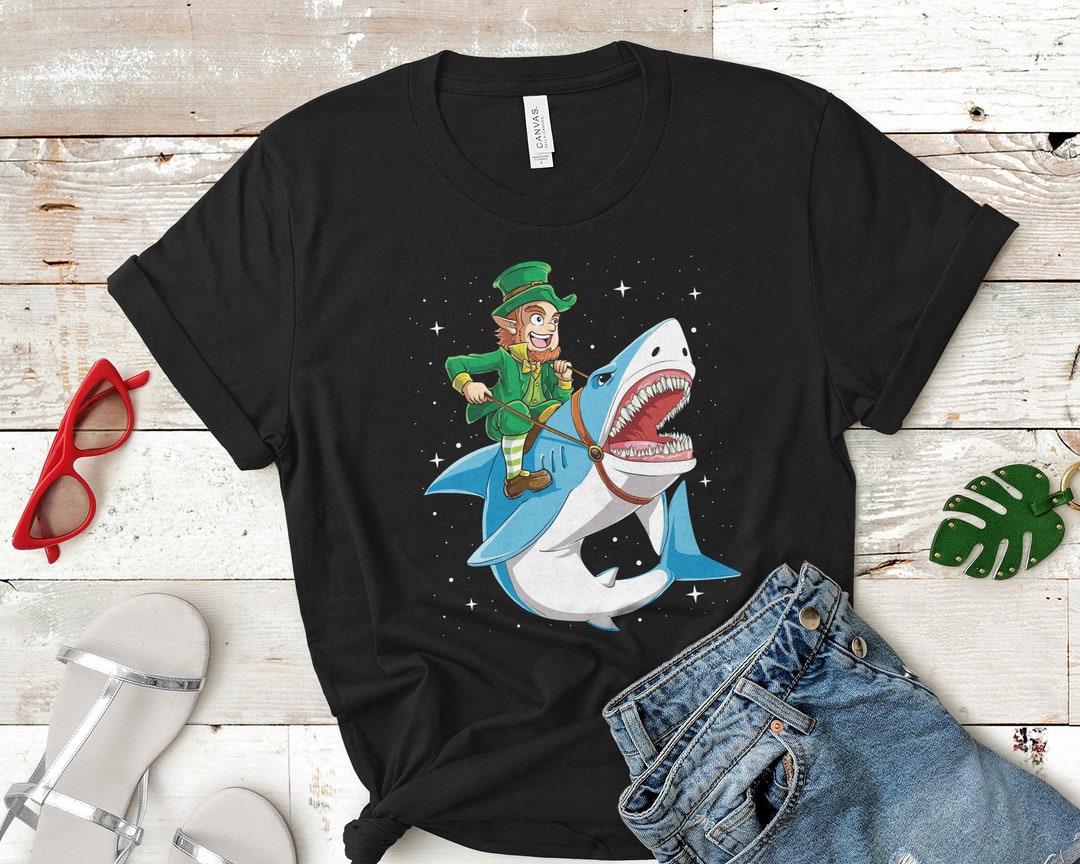 Leprechaun Riding Shark St Patricks Day Boys Girls Men Women T Shirt - Etsy