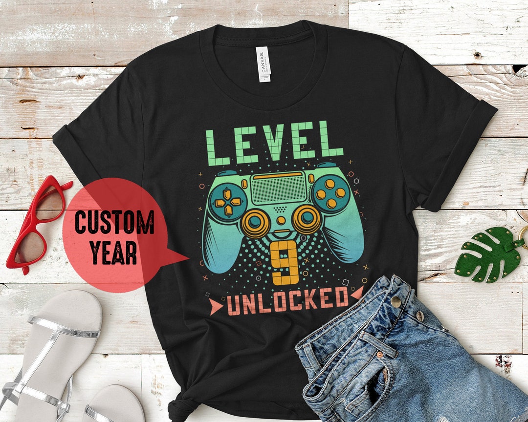 Level 9 Unlocked Awesome Since 2014 Video Game 9th Birthday Gift T ...
