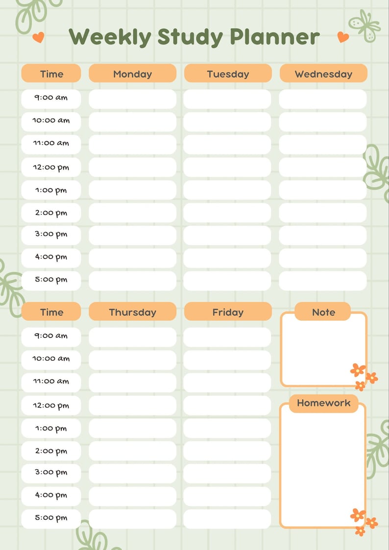 Printable Weekly Study Planner - Etsy