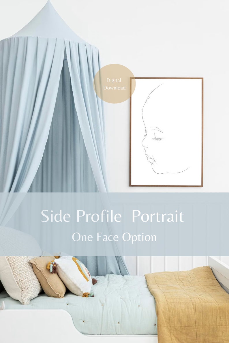 Side Profile Drawing Custom Portrait Outline One Face - Etsy UK