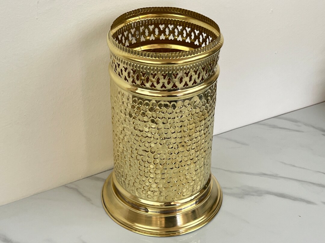 Brass Hammered Trash Can, Handmade Unlacquered Brass Waste Basket ...