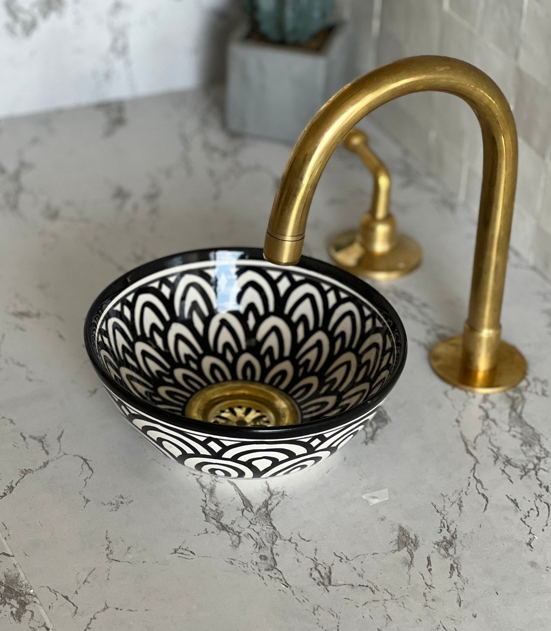 Antique Sink, Small Bathroom Sink, Moroccan Handmade Ceramic Basin ...