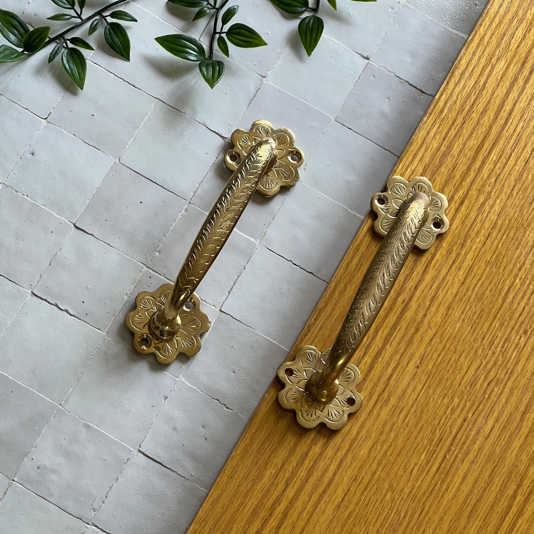 Drawer Handles | Antique Brass Drawer Pulls | Moroccan Handmade Kitchen ...