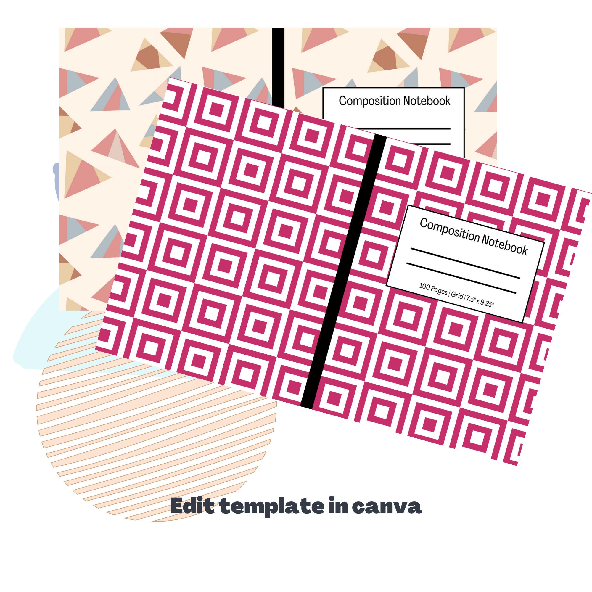 30 Editable Composition Notebook Kdp Covers Kdp Template Kdp