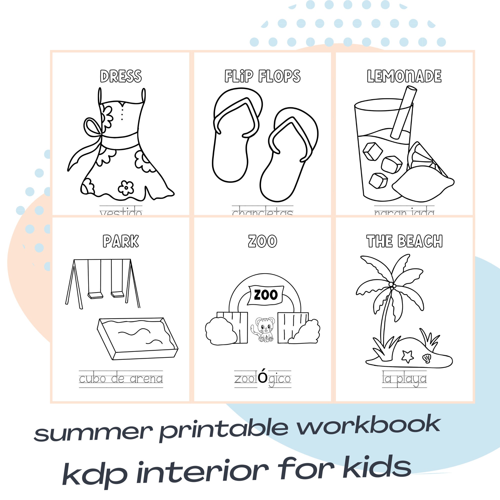 Summer Bilingual Activity Pages for Kids Spanish English - Etsy
