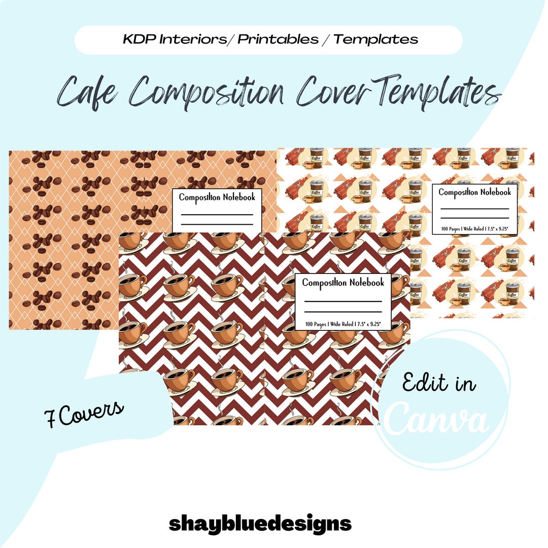 KDP Composition Notebook Covers, Cafe Coffee Themed Composition Book ...