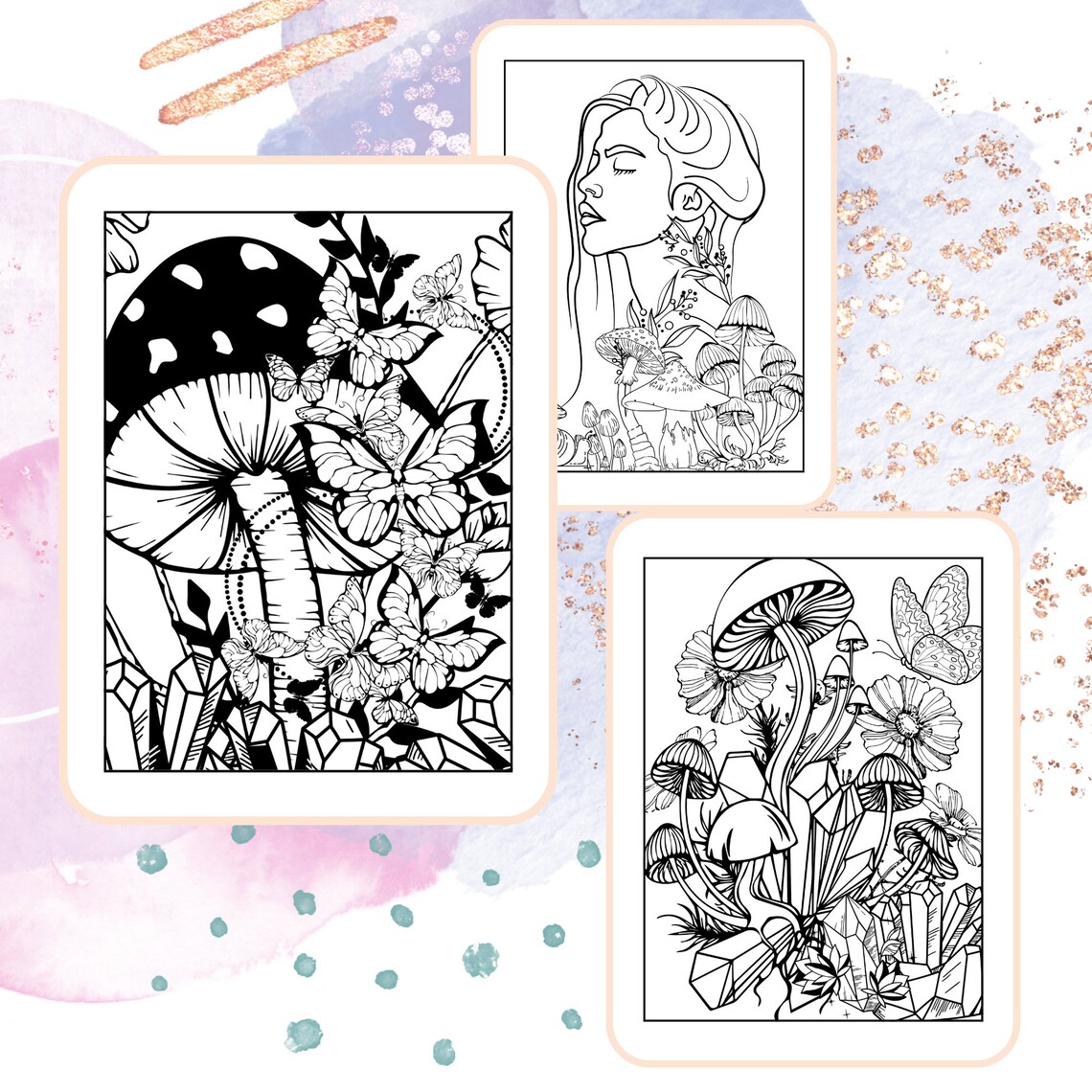 Fantasy Mushroom Adult Coloring Pages, PDF Printable Digital Download ...