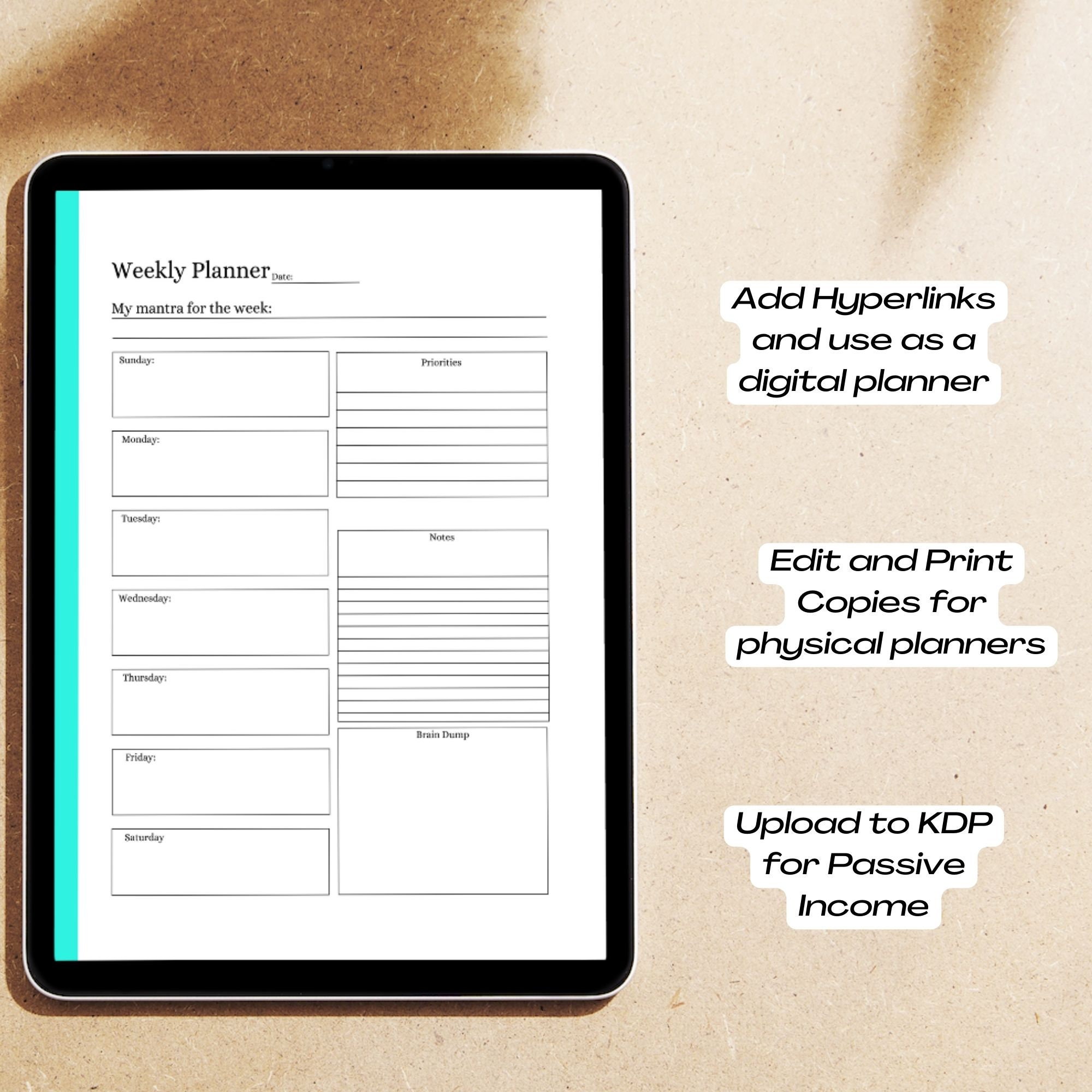 Student Planner, KDP Planner Templates, KDP Interiors, Undated Monthly ...