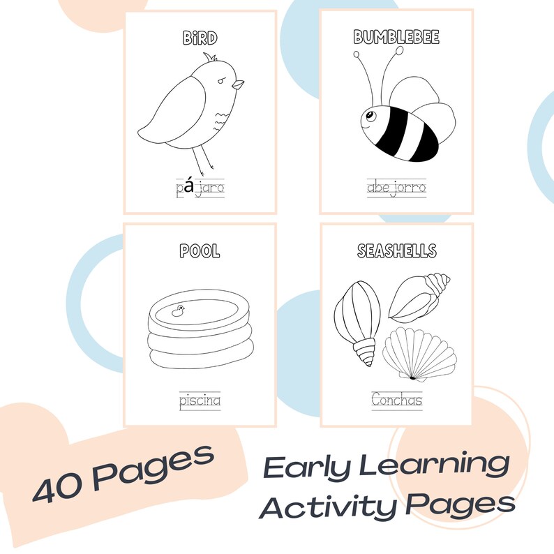 Summer Bilingual Activity Pages for Kids Spanish English - Etsy