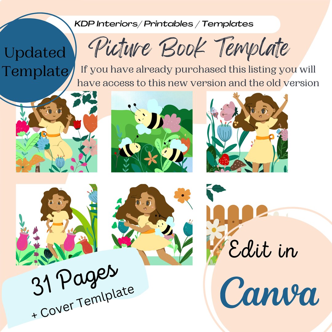 Kids Book Template,8.5 X 8.5 Inch Picture Book Template, Canva, KDP ...