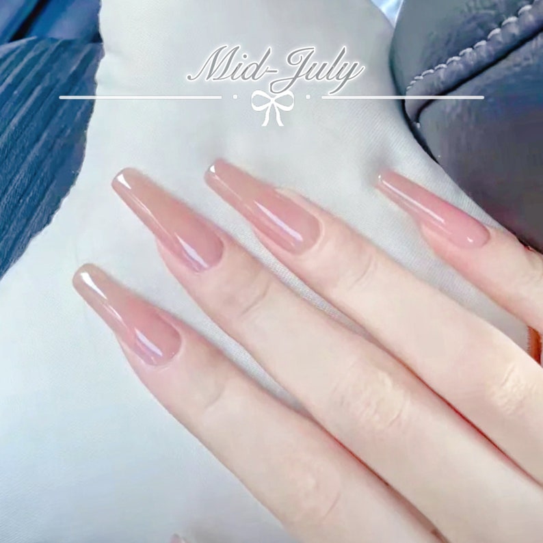 Pink Press on Nails Coffin Press on Nails Handmade Graceful - Etsy