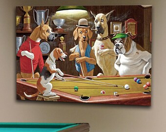 Dogs Playing Pool - Etsy