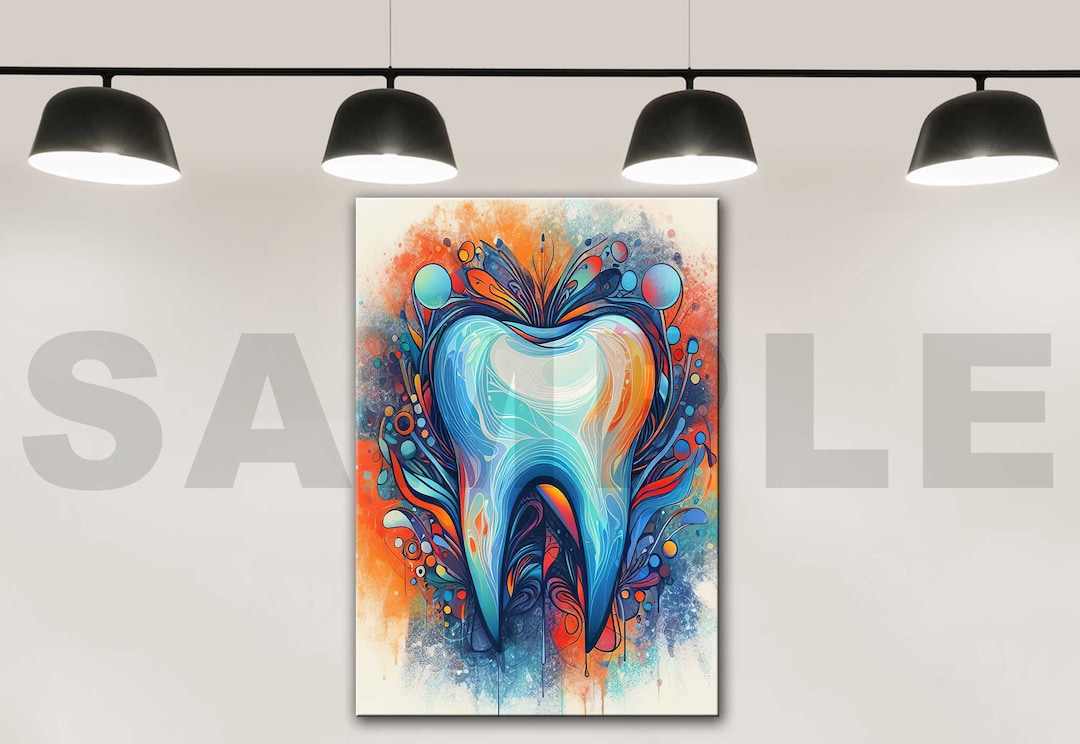 Abstract Molar Tooth Colorful Canvas Wall Art, Dental Art, Dentist ...